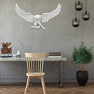 L-ELEGANT Angels Wings Garden Decor Statues,Angel Art Sculptures Ornaments for Bedroom Living Room,Redemption Angel Garden Figures Figurines Creative Angel Sculptures-Redemption Angel 18cm(7inch)