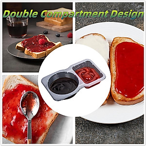 Fayino 20 PCS Double Compartment Condiment Containers with Lids, Portable Reusable Sauce Container 2 Compartment Snack Container for to-go Sauce, Sampling, Travel Snack