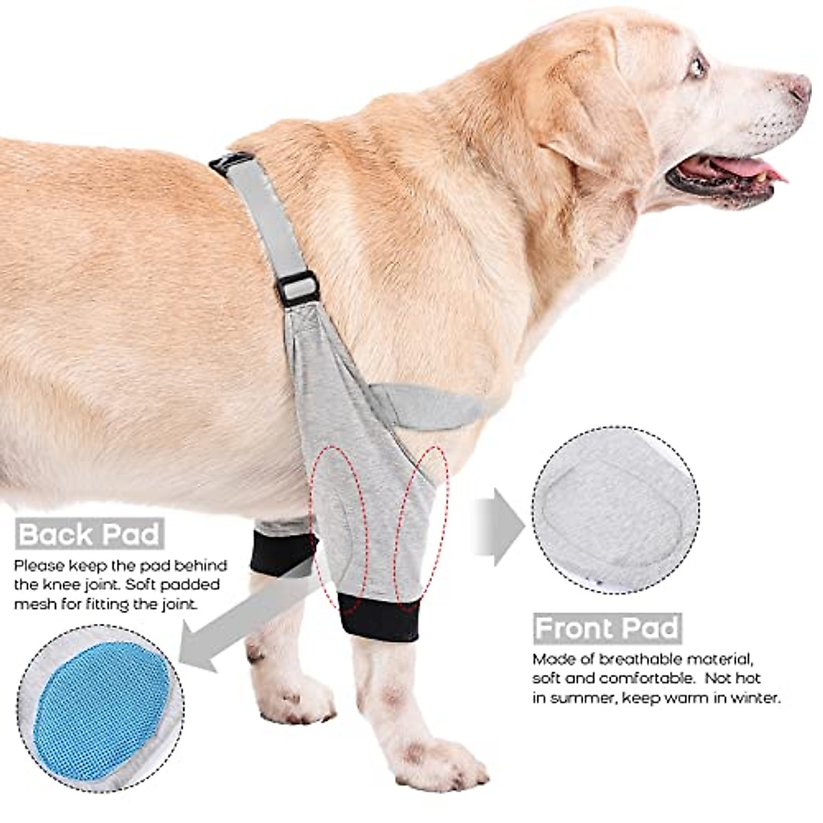 ROZKITCH Dog Surgery Recovery Sleeve for Front Legs, Pet Prevent Licking Wound Elbow Brace Protector, Dog Recovery Suit Cone Collar Alternative for Sprain ACL CCL Arthritis Grey 2XL