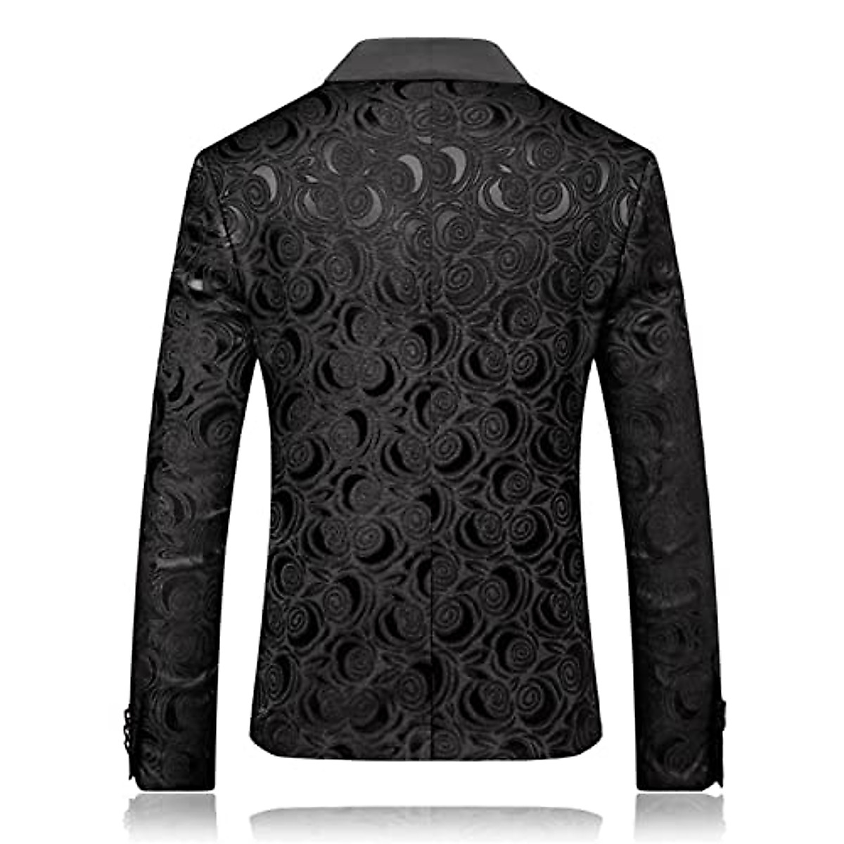 Men's Floral Jacquard Dress Suit Jacket 1 Button Paisley Embroidered Tuxedo Shawl Lapel Blazer for Dinner,Wedding (Black,5X-Large)