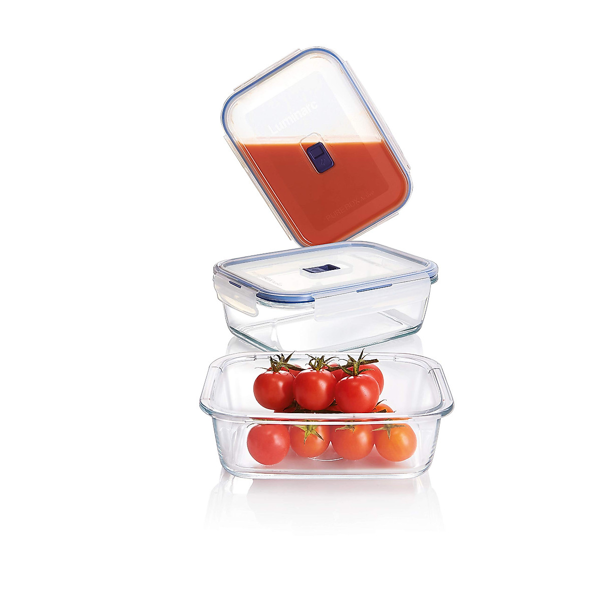 Luminarc Pure Box Active Food Rectangle 5.1 Cup, Storage Container Set, 6 Piece, Clear