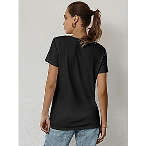 ATHMILE Tshirts Shirts for Womens Short Sleeve Round Neck Shirts Summer Top Fashion Basic Tee Business Casual Black