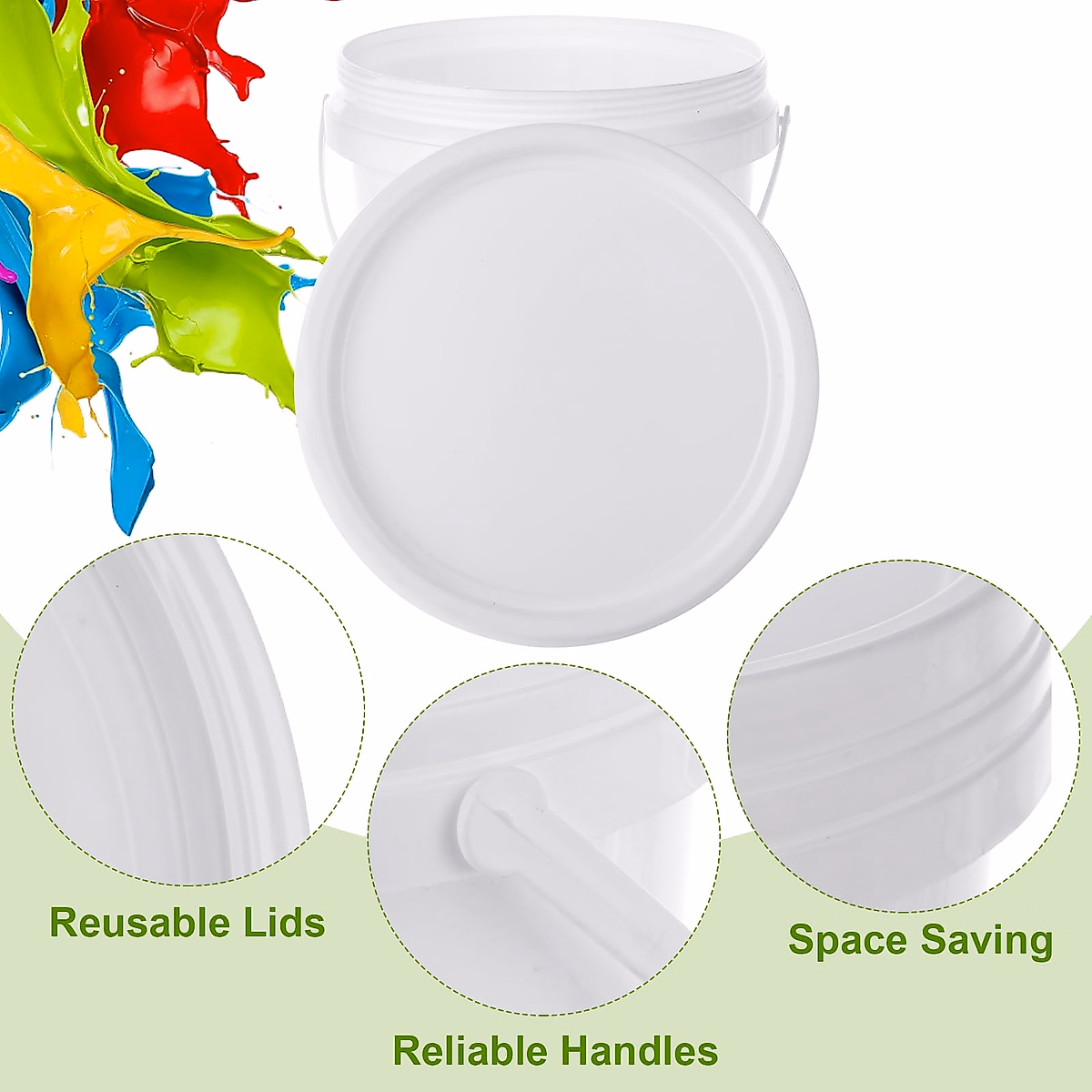 AKOLAFE 8 Pack Paint Buckets for Painting 2 Quart Paint Cans with Lids & Handles Empty Paint Cans 1/2 Gallon Paint Can Paint Pail Plastic Paint Containers for Leftover Paint Pigment Varnish Storage