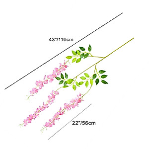 Mandy's 12pack Pink Fake Flowers Artificial Silk Wisteria Vine Ratta Hanging Fake Plants 43” for Home Party Wedding Decorations
