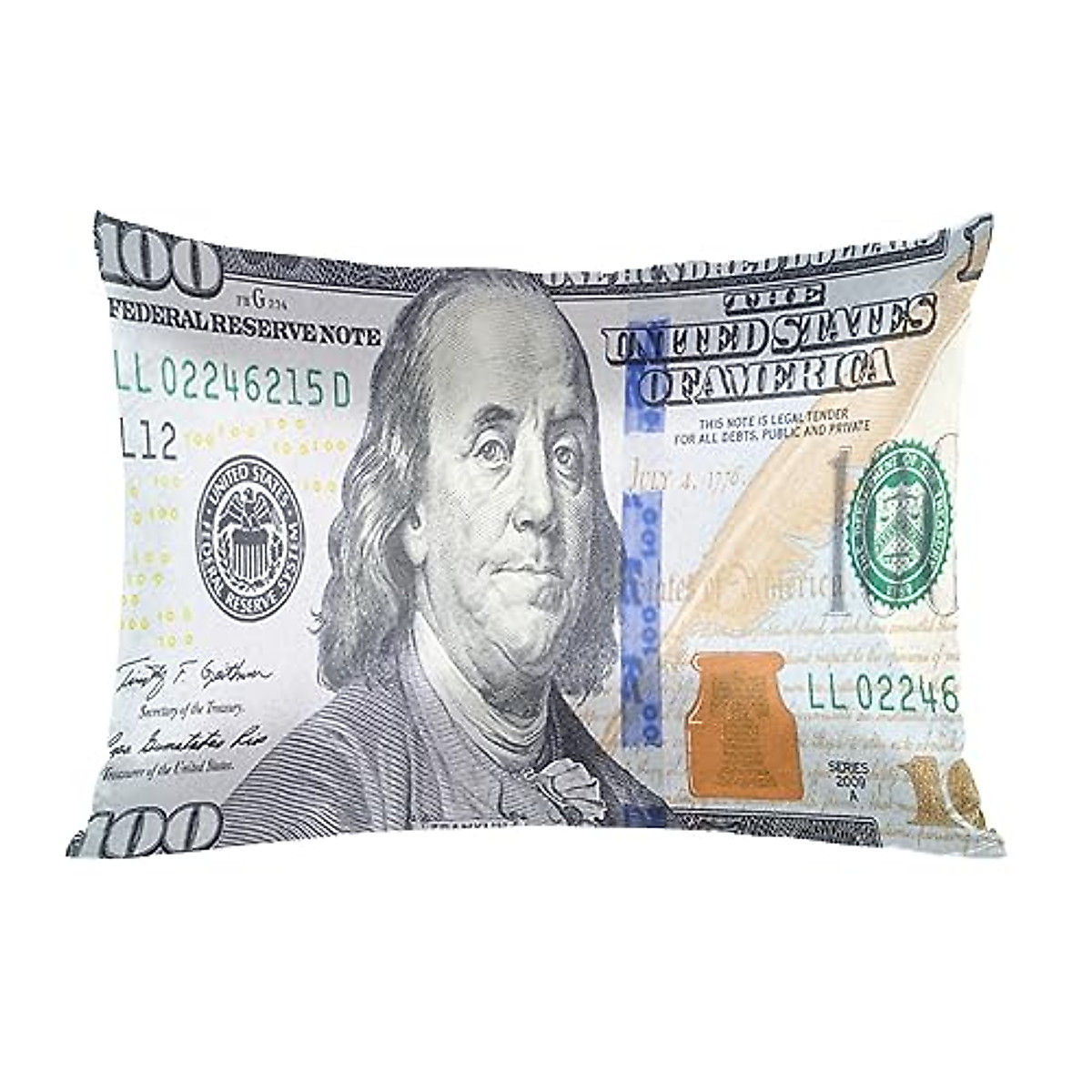 Satin Pillowcase for Hair and Skin Money 100 Dollar Bill Silk Pillowcase Soft Satin Cooling Pillow Covers No Zipper with Envelope Closure Standard Size 20 × 26inch 1 Pcs