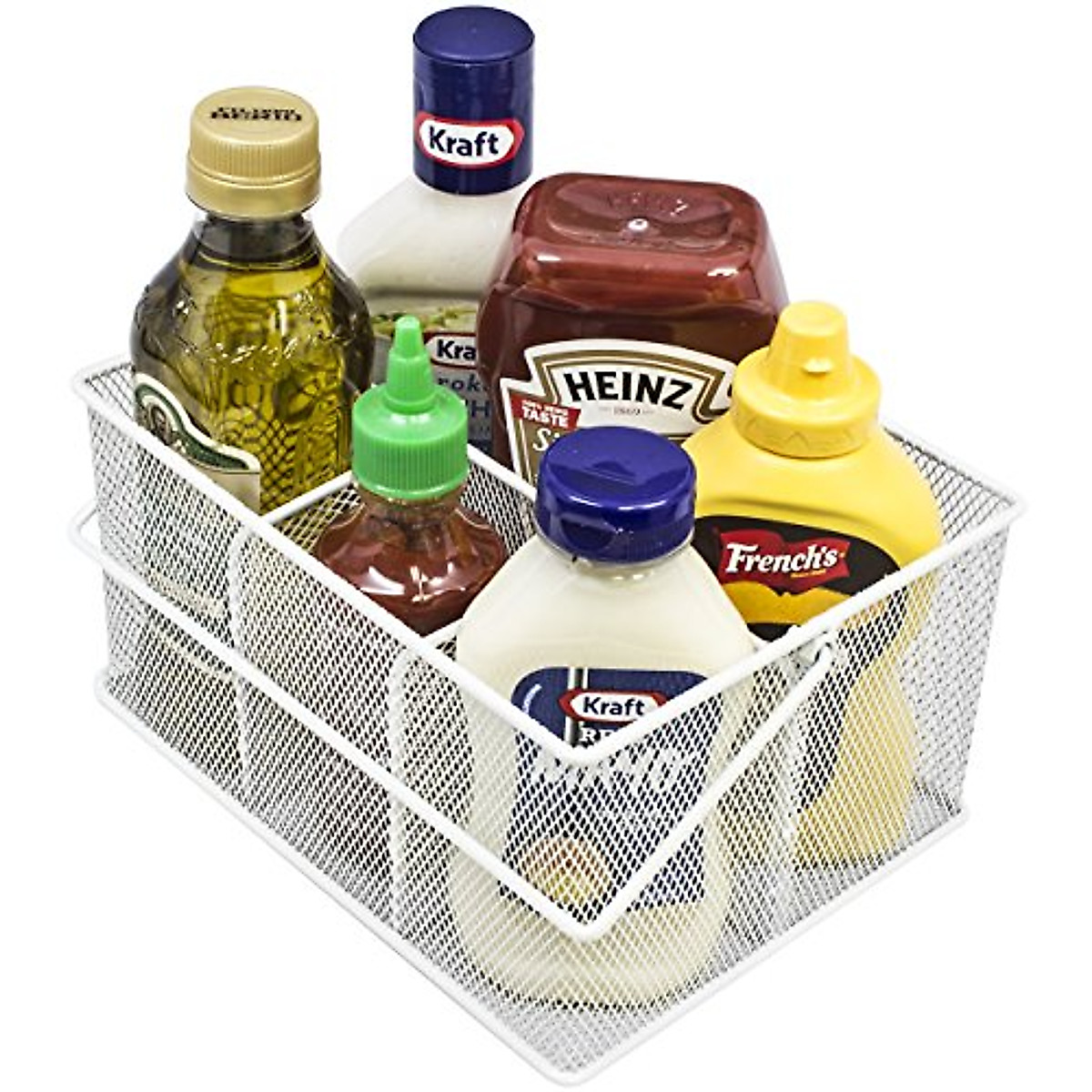 Sorbus® Utensil Caddy — Silverware, Napkin Holder, and Condiment Organizer — Multi-Purpose Steel Mesh Caddy—Ideal for Kitchen, Dining, Entertaining, Tailgating, Picnics, and Much More (White)