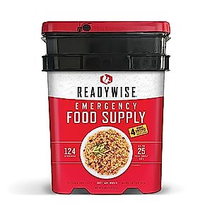 ReadyWise Emergency Food Supply, Freeze-Dried Survival Food for Emergencies, Breakfast, Lunch, and Dinner Entrées, 1 Bucket, 25-Year Shelf Life, 124 Servings Total