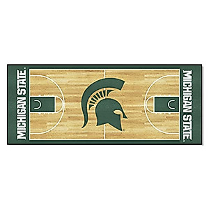 FANMATS 9960 Michigan State Spartans Basketball Court Runner Rug - 30in. x 72in. | Sports Fan Area Rug - Spartan Primary Logo