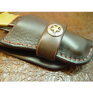 Custom Leather Knife Sheath for Buck 110/Similar Knife, Western Style Pocket Knife Holder, Dark Brown