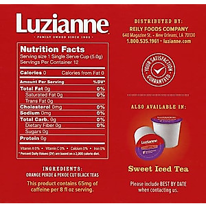 Luzianne Unsweetened Iced Tea, Single Serve K-Cup Pods, 12 Count