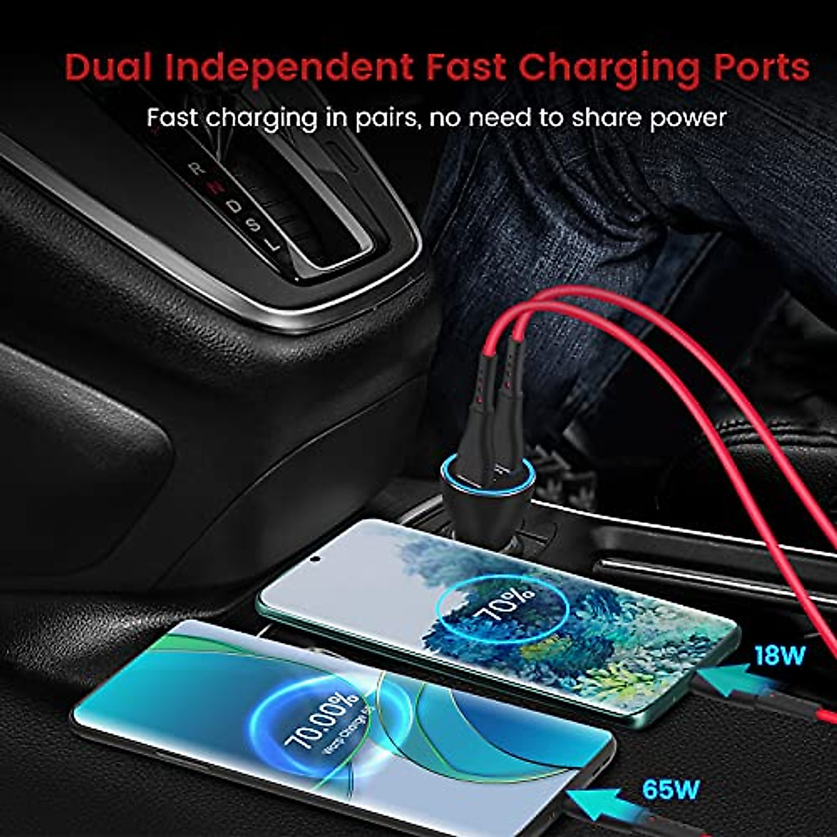 VELOGK 65W Warp Car Charger [10V/6.5A] for OnePlus 8T/9R/9/9 Pro/8 Pro/8/7 Pro/7T/7T Pro/6T/5T/Nord N10 5G, Warp Charge 65 Car Charger Adapter with USB A-to-C Warp Charging Cable (1M/3.3ft)