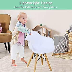 Costzon Kids Table and Chair Set, Mid-Century Modern Style Table Set, Round Table with Armchairs for Toddler Children, Kids Dining Table and Chair Set (White, Table & 4 Chairs)