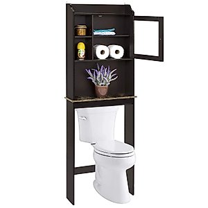 WISCLASS Modern Wood Bathroom Cabinet Organizer for Over The Toilet Storage, Black