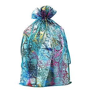 Zwish 50 Pack 8x12 Inches Organza Gift Bags Blue Coralline Style for Toys Candy Chocolate Party Christmas Wedding Favor Gift