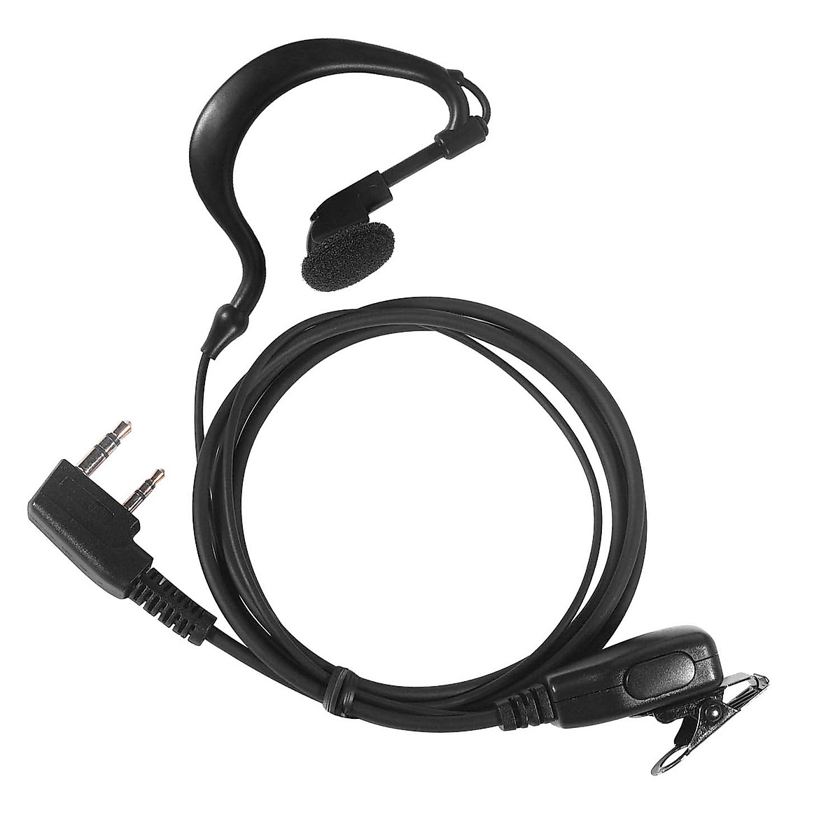 KANMIT Kenwood Earpiece with mic Walkie Talkie Headset for Baofeng uv-5r uv-9r bf-888s bf-f8hp tk-2202 tk-2402 tk-3402 nx-200 nx-320 Icom Radio with PU G Shape Ear-Hook and PTT mic, 10 Pack