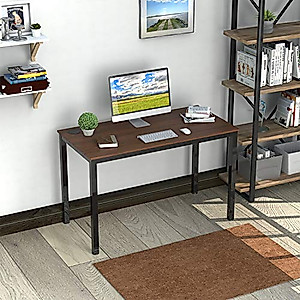 It's_Organized Study Computer Desk 47" Home Office Writing Desk, Modern Simple Style PC Table, Student Study Desk,Easy to Assemble,Black Metal Frame,Oak Black