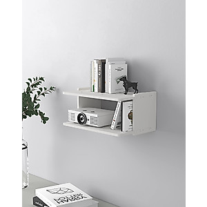 AREAJD Projector Wall Mount Shelf - Floating Shelf with Holder, White