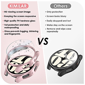 KIMILAR [5+5 Pack] Galaxy Watch 6 40mm Screen Protector Case, Anti-Fog Tempered Glass Protective Film and Hard PC Protective Bumper Compatible with Samsung Galaxy Watch 6 Accessories