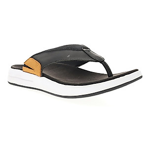 Propét Men's Easton Nubuck Thong Sandals, Black, 13 X-Wide US