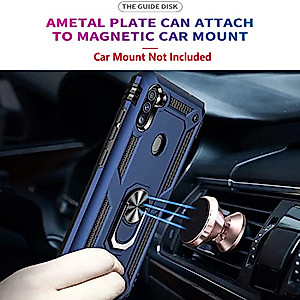 STARSHOP Samsung Galaxy A11 Phone Case, Samsung A11 Phone Case, with [Tempered Glass Screen Protector Included] Military Grade Shockproof Protective Phone Cover with Metal Ring Kickstand -Navy