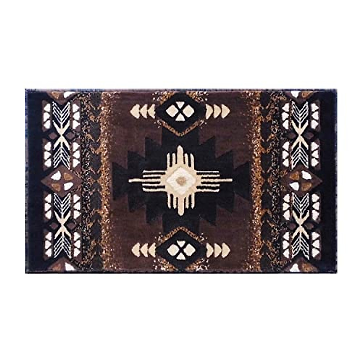 South West Native American Door Mat Area Rug Design C318 Chocolate (24 Inch X 40 Inch)