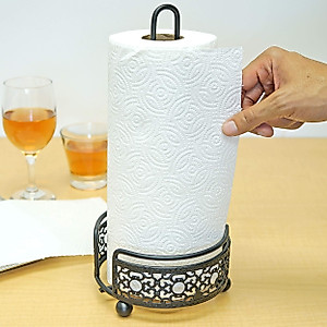 Southern Homewares Countertop Paper Towel Holder or Dispenser Patterned Metal Black Rustic Victorian like Wrought Iron