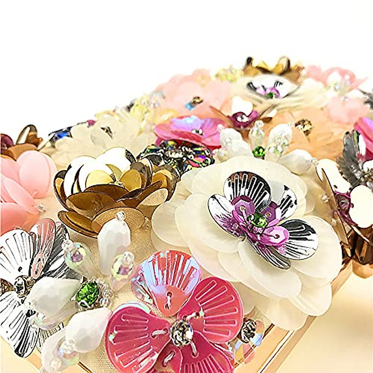 Flower Evening Bag Colorful Floral Clutch Purse 3D Flower Chain Handbag for Women Wedding Bridal Prom Party
