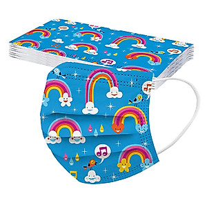 YUGYUJ 50Pcs Kids Face Mask Childrens 3 Ply Non-Woven Protective Breathable Kids Face Mask for Boys Girls Outdoor School (50Pcs Kids Mask A)