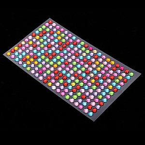 DTOWER 5 Pcs Sparkling Crystal Rhinestone Gem Adhesive Stickers 3mm, Mixed Color, 6mm 5 Pcs