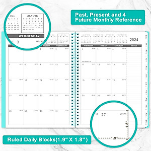 2024-2025 Monthly Planner - Monthly Planner/Calendar 2024-2025, 12-Month Planner with Tabs, JUL. 2024 - JUN. 2025, 8.5" x 11", Contacts + Dual-Sided Pocket + Thick Paper + Twin-Wire Binding - Green