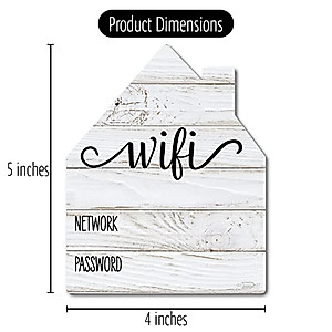 Rustic White WiFi Password Sign, Rustic Farmhouse Fridge Magnet, WiFi Password Sign for Home with Black Wet Erasable Pen, Magnetic White WiFi Sign for Guests, Fridge Magnet Decor, 4.0 x 5.0 inch