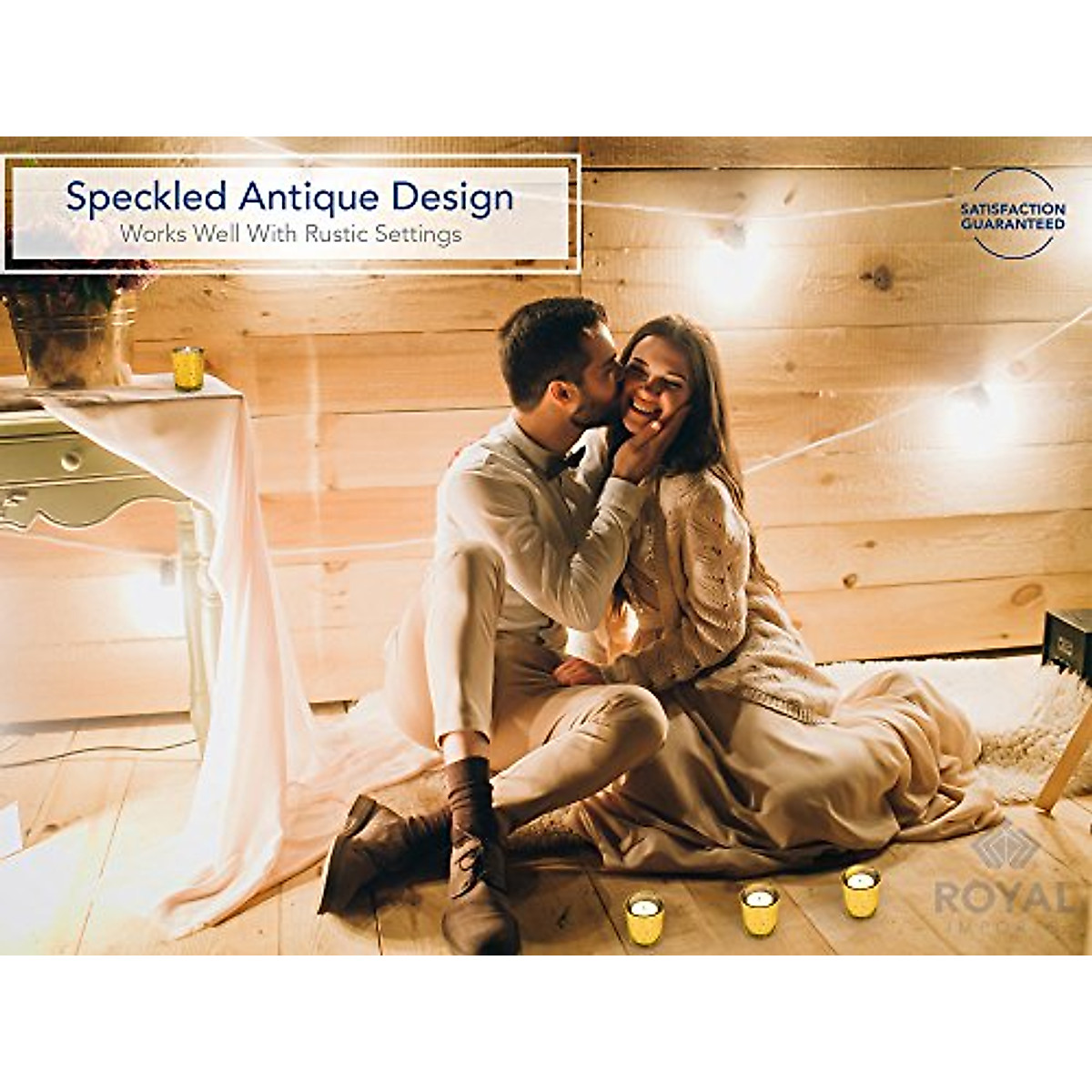 Royal Imports Gold Mercury Glass Votive Candle Holder, Table Centerpiece Tealight Decoration for Elegant Dinner, Party, Wedding, Holiday, Set of 12 (Unfilled)