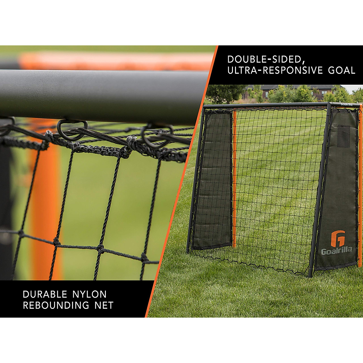 Goalrilla Striker Soccer Rebound Trainer with Double-Sided, Ultra-Responsive Rebounding Net and Goal, Large