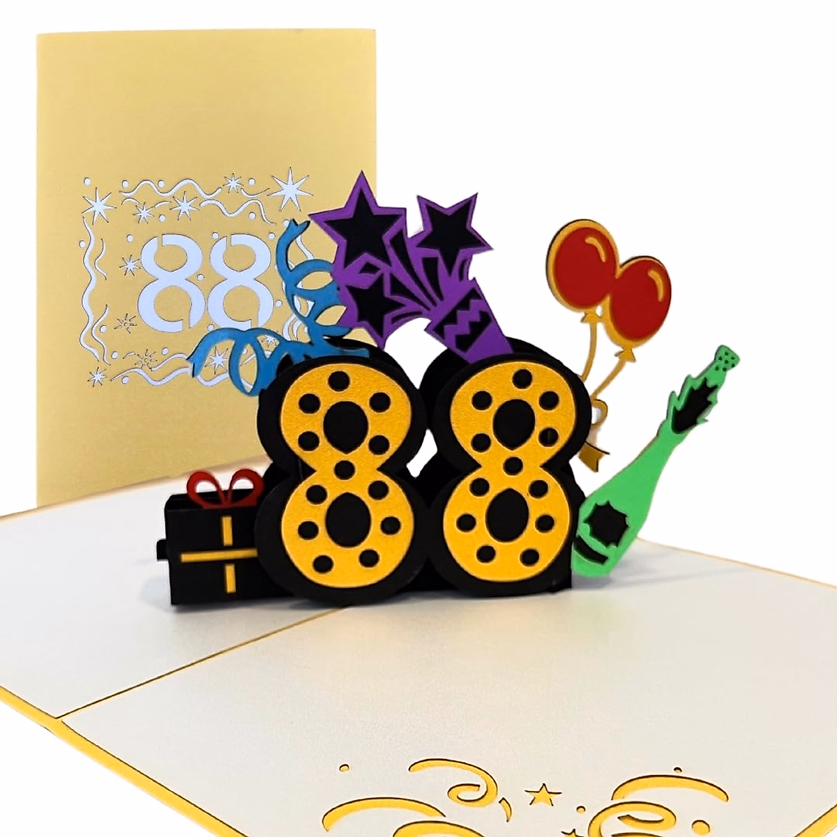 ALPHAK Happy 88th Birthday 3D Pop Up Card, Birthday 3D Greeting Card, 88th Birthday Gifts