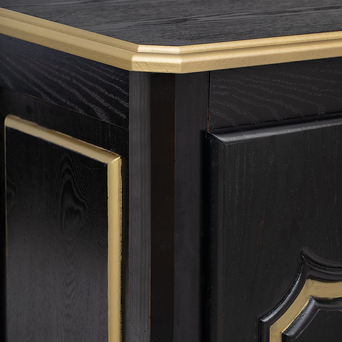 yoptote 2 Doors, Sideboard w/Enough Save Spaces,Pure Hand Drawn,Solid Wood Legs,Study and Entryway,Black Storage Cabinet