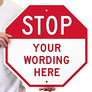 SmartSign Custom STOP Sign 18"x18" 3M Laminated EG Reflective 80 mil Aluminum, Personalized Metal Sign for Outdoor, Parking Lots, Gate, Garages, USA-Made