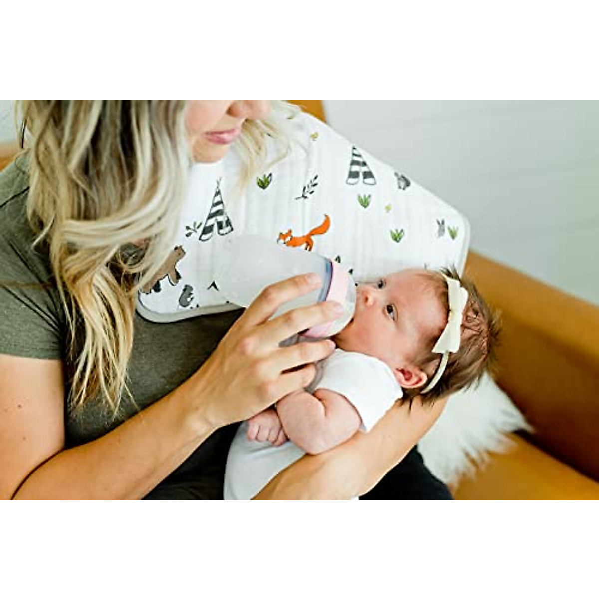 Little Unicorn Ultra-Absorbent Premium Burp Cloth | Soft on Baby's Skin | Larger Size | Ergonomic Design (Forest Friends)