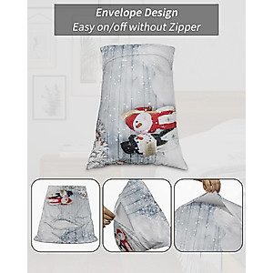 Edwiinsa Farmhouse Snowman Pillow Covers King Standard Set of 2 20x36 Bed Pillow, Plush Soft Comfort for Hair/Skin Cooling Pillowcases with Envelop Closure Throw Covers Christmas Winter Pine Leaves