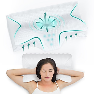 Cervical Neck Pillow Neck Pain Relief, Adjustable Ergonomic Memory Foam Pillow for Neck and Shoulder Pain Relief, Bed Contour Support Pillows for Side Sleepers, Back & Stomach Sleepers