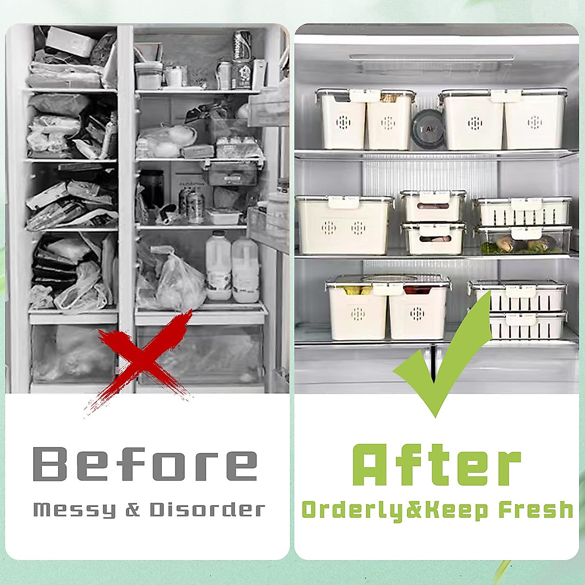 Awrotye Airtight Fridge Fruit Storage Containers with Lids - BPA-Free, Handle, and 4 Removable Colanders, Kitchen Organizers, Food Storage Containers for Fruit, Vegetable, Entertaining, Party, Picnic