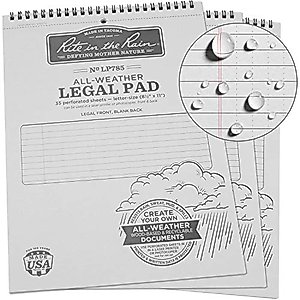 Rite In The Rain Weatherproof Legal Pad, 8.5" x 11", Gray Cover, Legal Pattern, 3 Pack (No. LP785X3), Grey