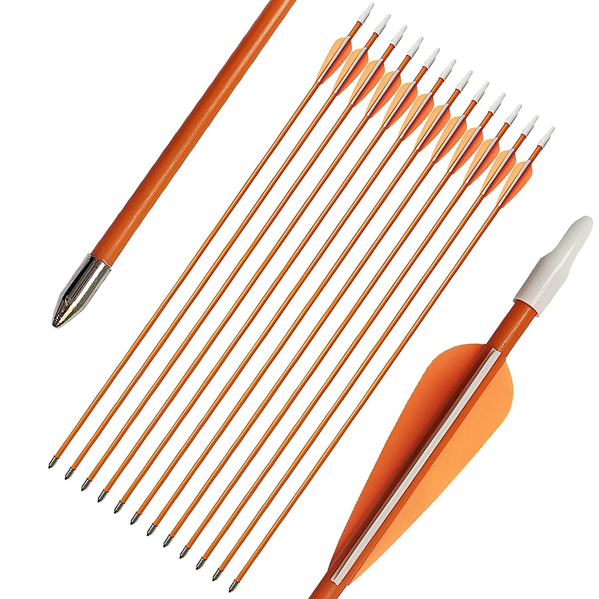 PANDARUS Youth Safetyglass Arrows 28" Fiberglass Archery 26" Target Practice Arrows(Pack of 12) (28 inch Orange)