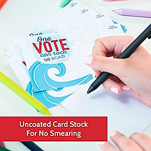 T MARIE 100 Bulk Voter Postcards 4x6” - One Vote Can Rock the Boat - Red, White and Blue Theme With Blank Back for Message to Voters - Encourage Voting In Your State