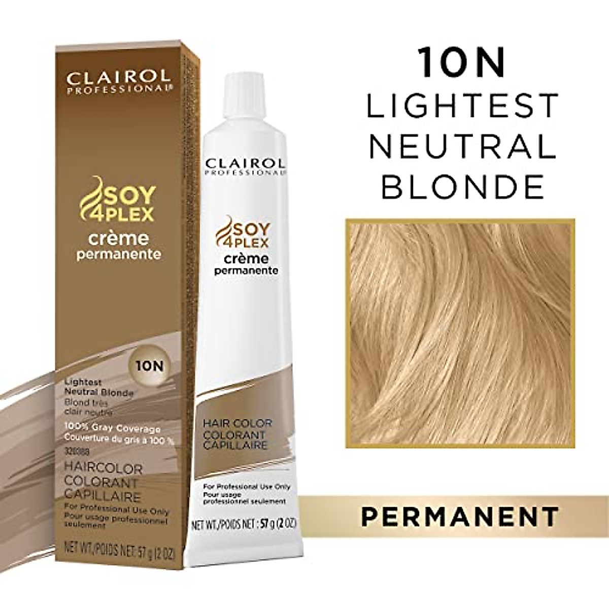 Clairol Professional Permanent Crème, 10n Lightest Neutral Blonde, 2 oz (Pack of 1)