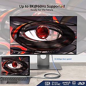 QCEs 8K Mini DisplayPort to Displayport 1.4 Cable 6.6Ft, Thunderbolt to DP Cable 8K@60Hz 4K@144Hz Thunderbolt 2(Video Output) Compatible with MacBook, iMac, Mac Mini to DP Monitor