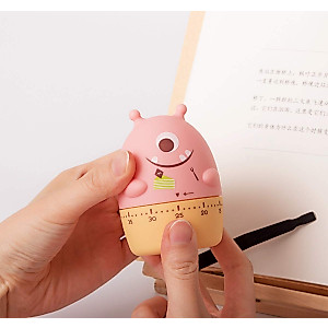 Ranvi Timer Small Monster Type Time Manager Mechanical Kitchen Timer, Suitable for Kitchen, Study, Daily(Gray)