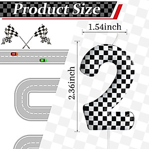 Racing Cars Themed Birthday Candle Number 2 Checkered Candle Birthday Party Decoration Cake Topper for Racing Car Party Decoration Theme Party Supplies (Number 2)