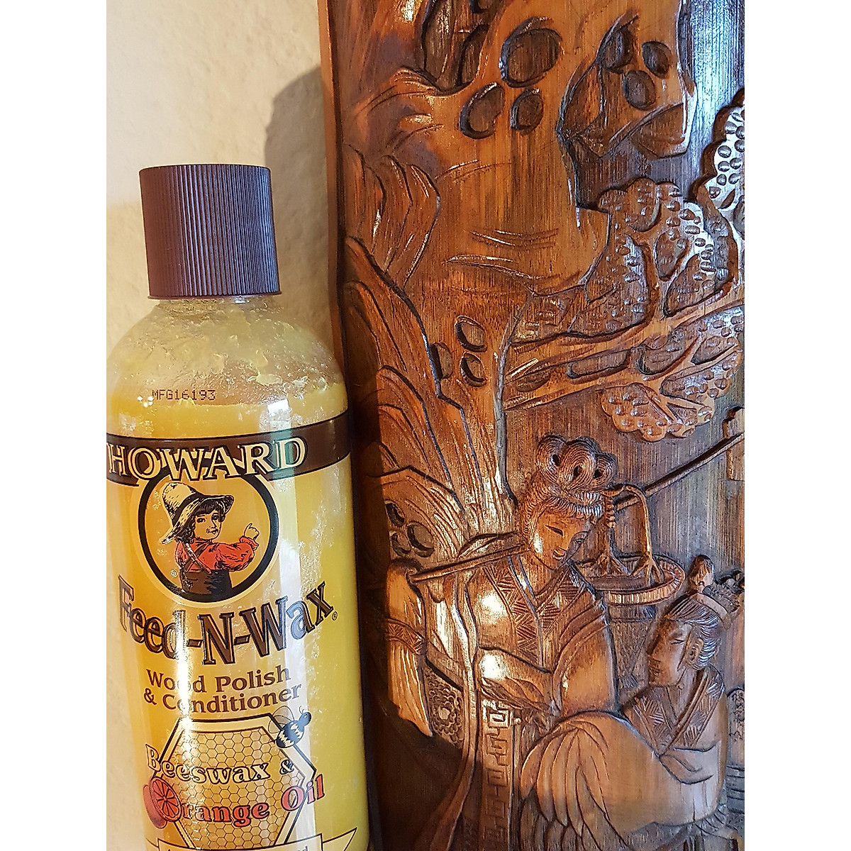 Howard Feed N Wax Wood Polish and Conditioner, and Howard Orange Oil Wood Polish, Wood Furniture Cleaner and Teak Wood Cleaner