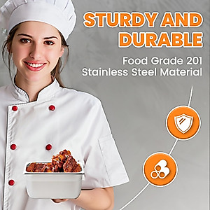 Aplancee Steam Pan 1/6 Size x 4 Inch Deep 6 Pack Stainless Steel Anti-Jamming Food Cooking Pan