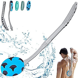 Back Brush Long Handle for Shower, 20.5” Back Bath Brush for Shower, Back Scrubber, Exfoliation and Improved Skin Health for Elderly with Limited Arm Movement, Disabled, Pregnant Women